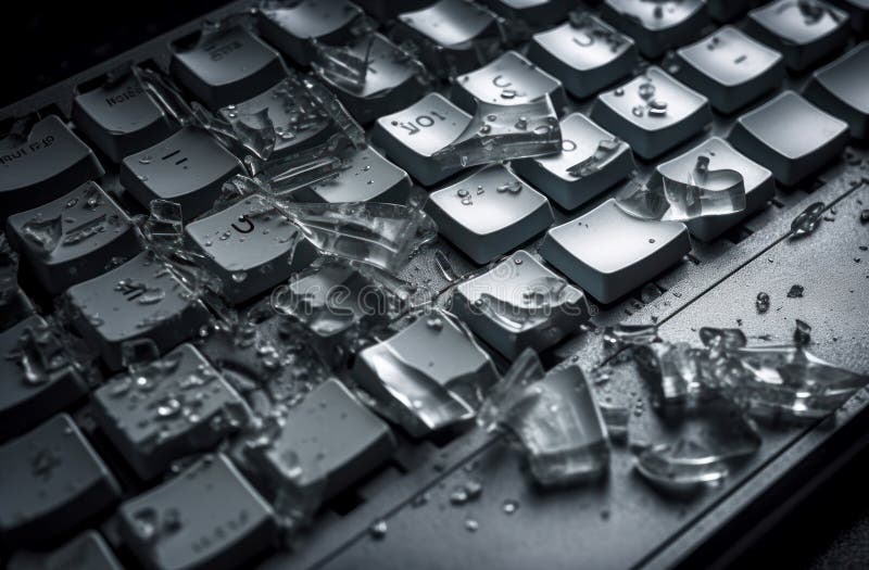 Broken Computer Keyboard Closeup Image. Generate Ai Stock Illustration ...