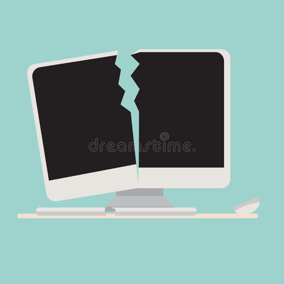 Broken Computer with Keyboard and Mouse Vector Stock Vector ...