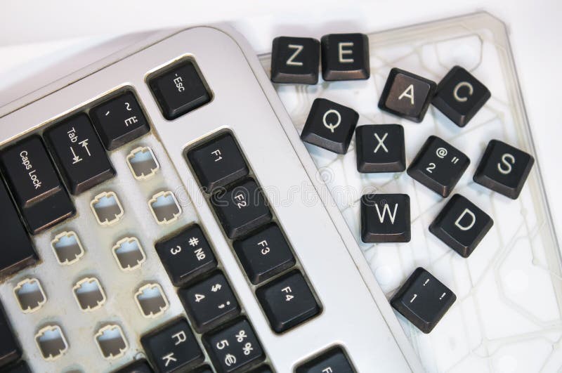 Broken Computer Keyboard on White Background Stock Image - Image of ...