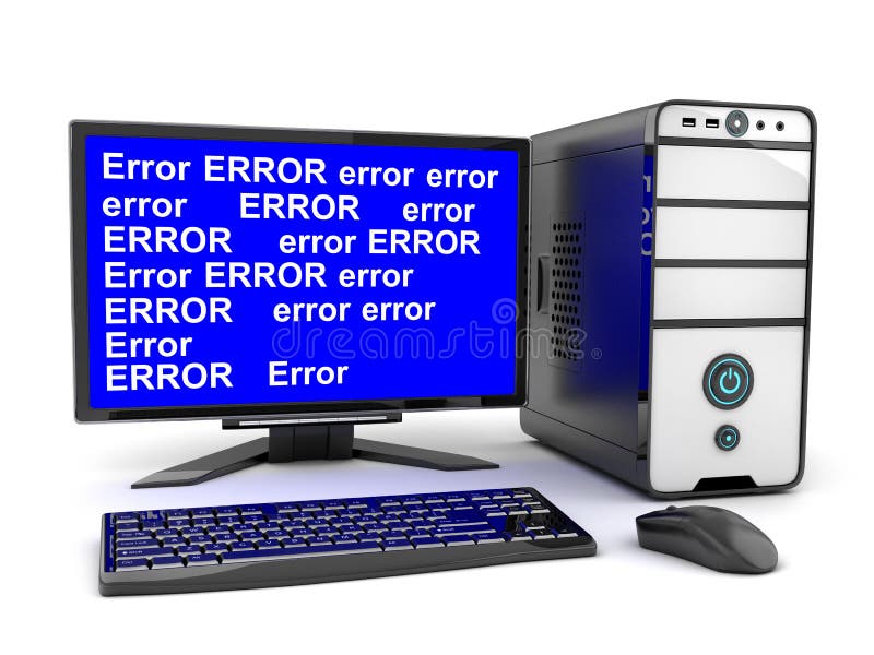 Broken Computer and Monitor Error Stock Illustration - Illustration of ...