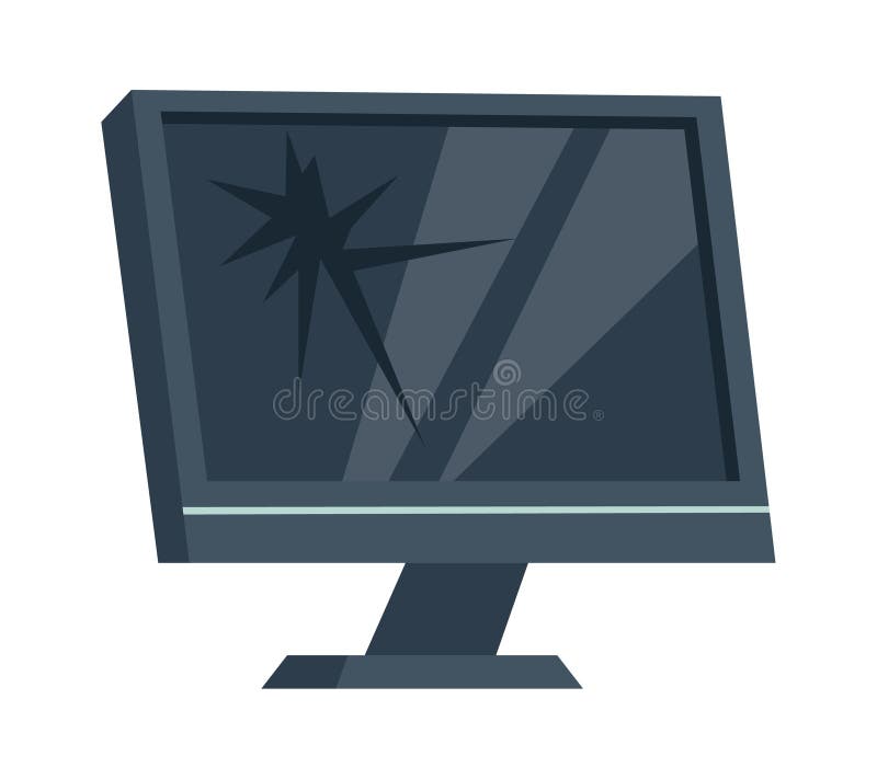 Broken Computer Monitor Illustration Electronic Device Element Stock ...