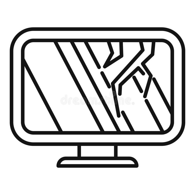 Broken Computer Monitor Showing Cracks on Screen Stock Illustration - Illustration of electronic ...