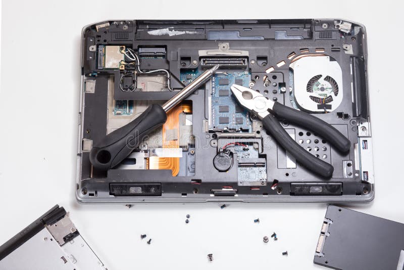 Broken Computer, Parts and Maintenance Tools Stock Image - Image of ...
