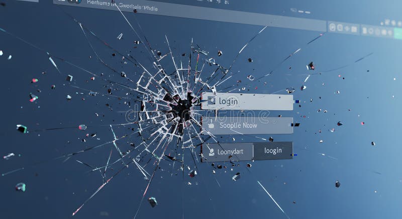 Shattered Screen, Digital Login Failure, Cybersecurity Risk Stock ...