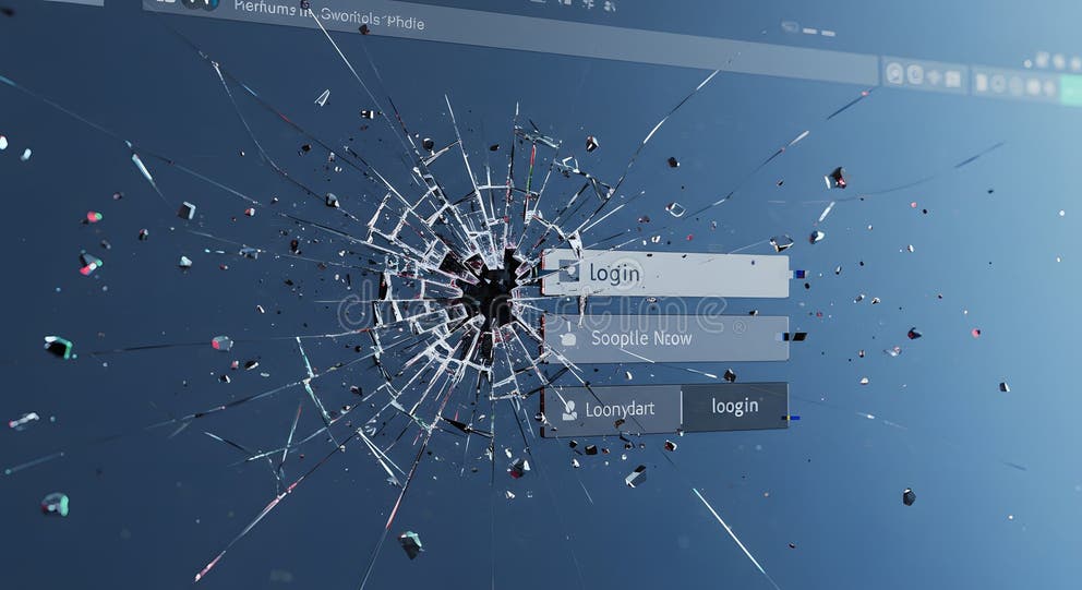 Shattered Screen, Digital Login Failure, Cybersecurity Risk Stock ...