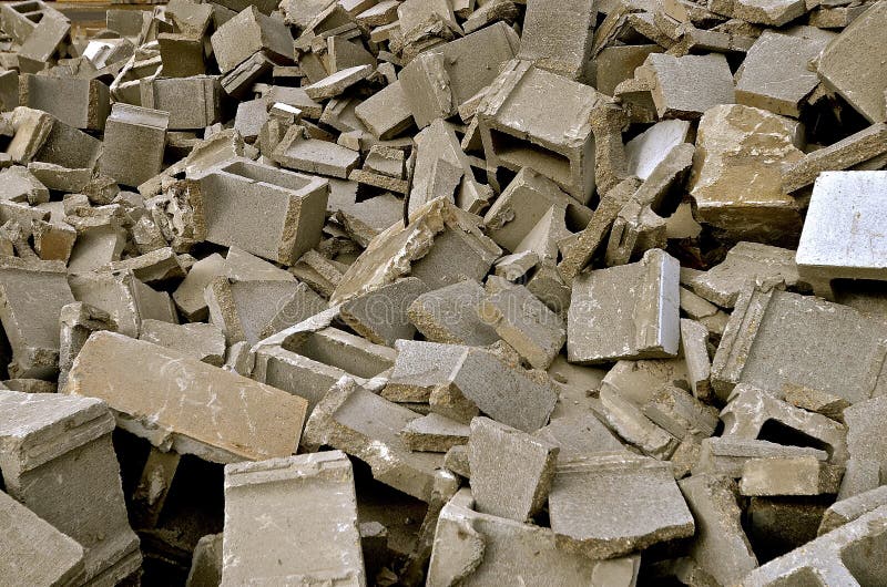 Broken Concrete Building Blocks Stock Image - Image of demolition ...