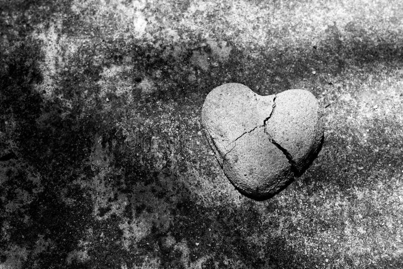 Broken Concrete Heart on Cement Floor,broken Heart Concept,black and ...