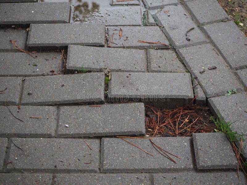 Broken Concrete Pathway Brick Surface Background, Close Up Abstract ...
