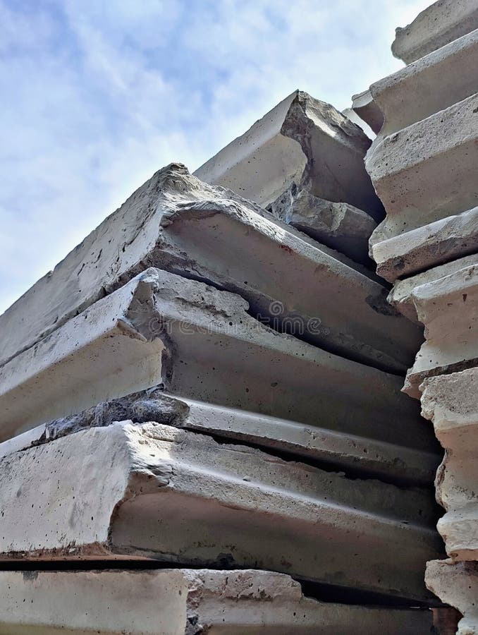 Broken Concrete Piles on Top Stock Photo - Image of concrete, piles ...