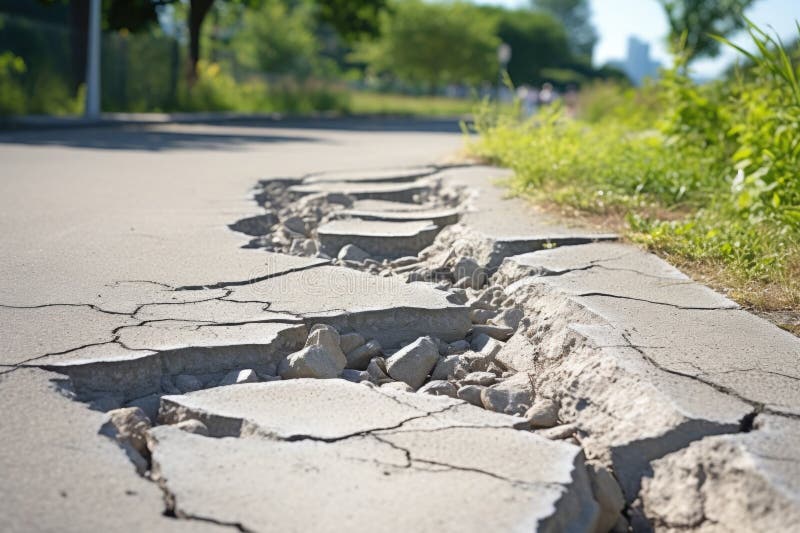 Broken Concrete on a Public Path Stock Image - Image of neglect ...