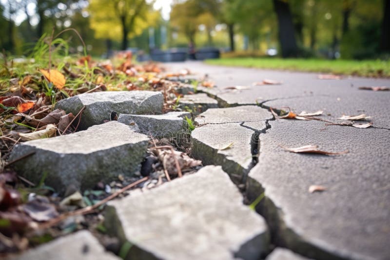 Broken Concrete on a Public Path Stock Image - Image of neglect ...