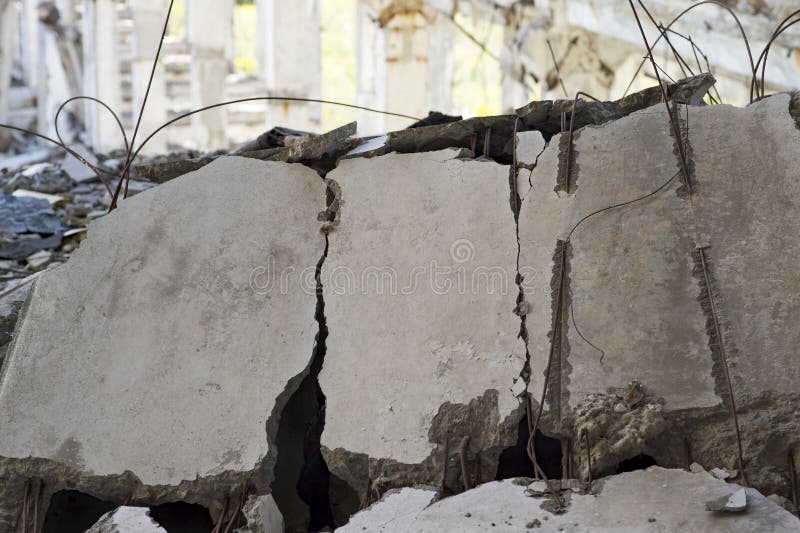 Broken Concrete Slab Close-up, Fallen when Disassembling a Large ...