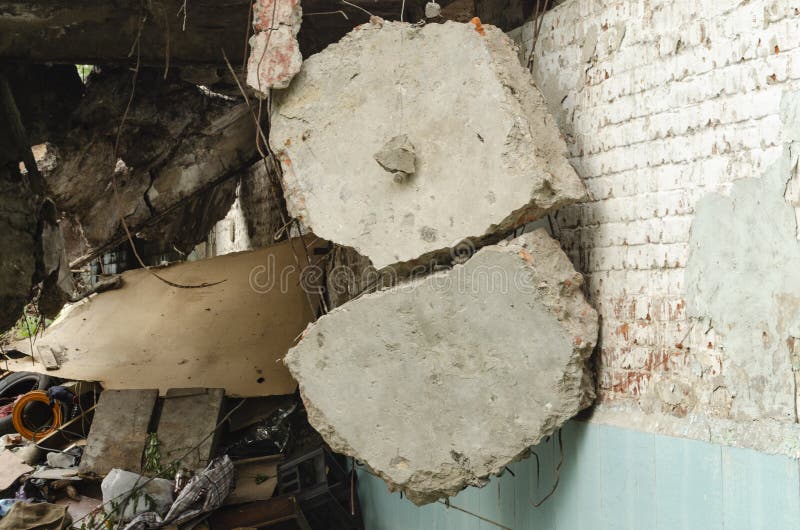 Broken Concrete Slab Close-up, Fallen when Disassembling a Large ...