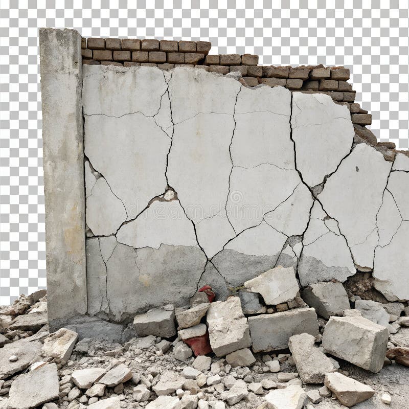 Broken Concrete Wall Isolated on Transparent Background Stock ...