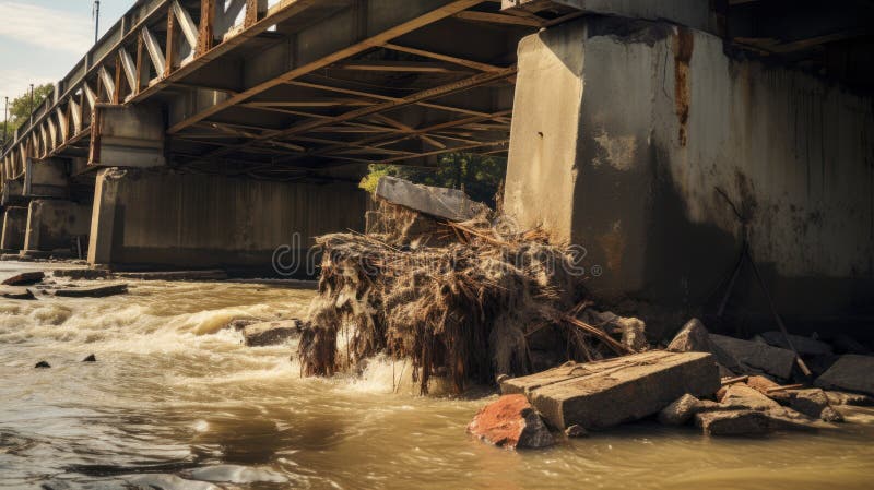 Broken Construction Bridge Architecture Stock Illustration ...