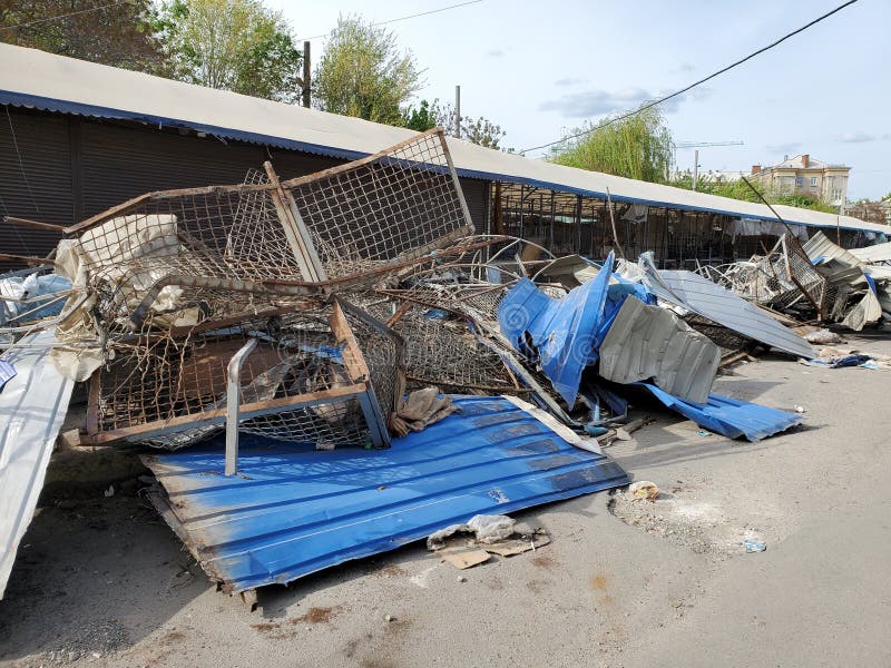 Broken Construction Parts of Street Market. Street Reconstruction ...