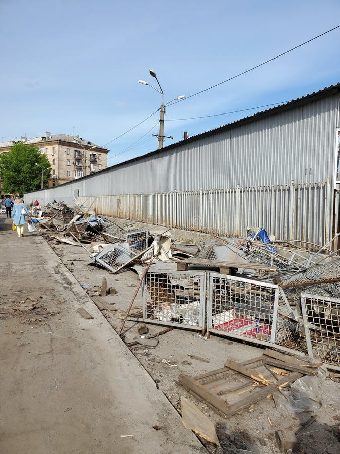 Broken Construction Parts of Street Market. Street Reconstruction ...