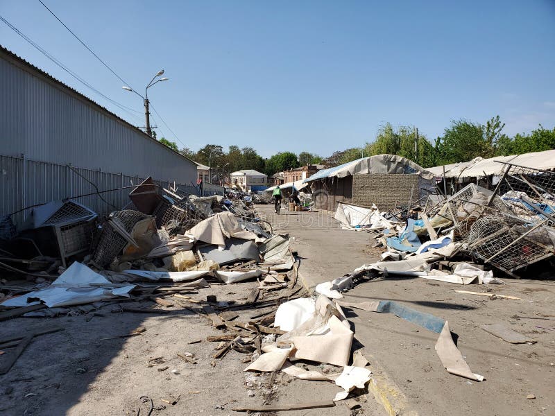 Broken Construction Parts of Street Market. Street Reconstruction ...