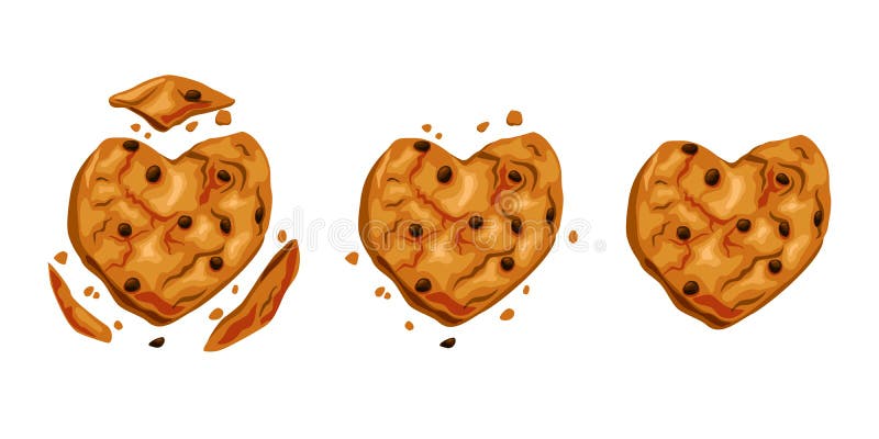 Broken Cookies with Chocolate Chips. Cookie Heart. Fresh Baking ...