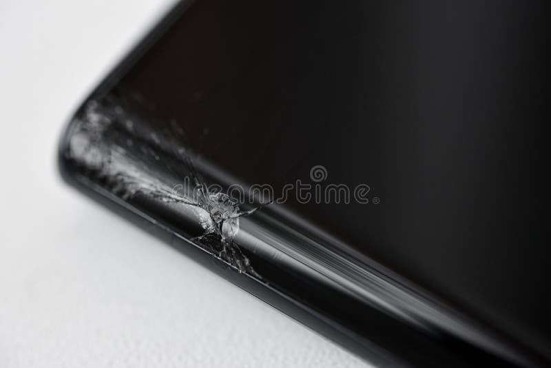 Broken Corner of a Smartphone Curved Screen Stock Photo - Image of ...
