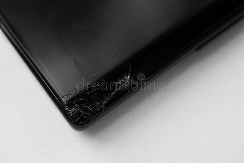 Broken Corner of a Smartphone Curved Screen Stock Photo - Image of ...