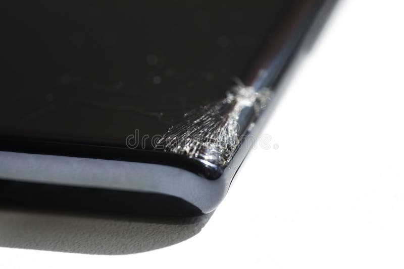 Broken Corner of a Smartphone Curved Screen Stock Photo - Image of ...