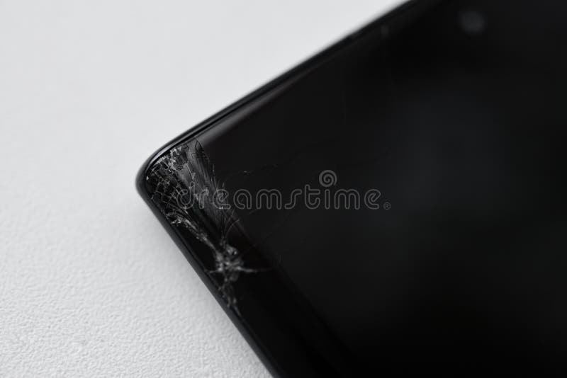 Broken Corner of a Smartphone Curved Screen Stock Photo - Image of ...
