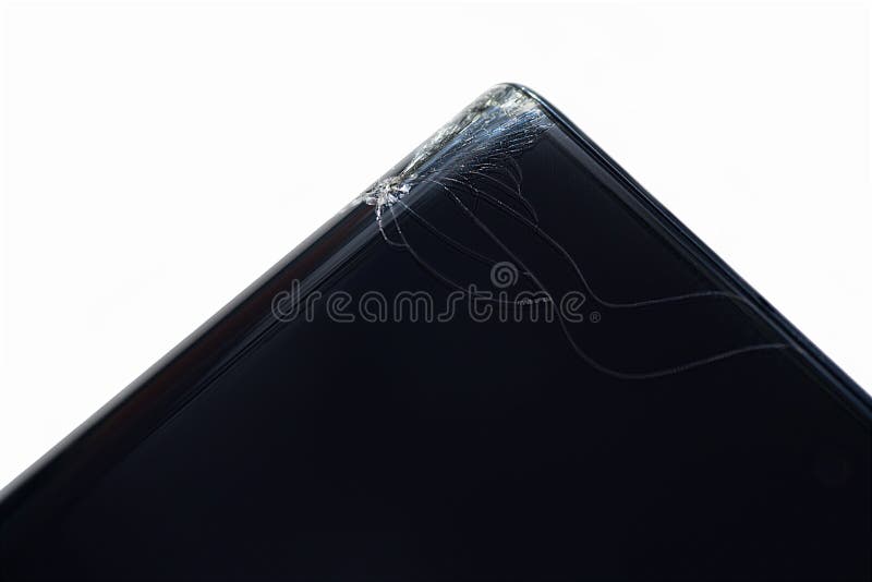 Broken Corner of a Smartphone Curved Screen Stock Photo - Image of ...