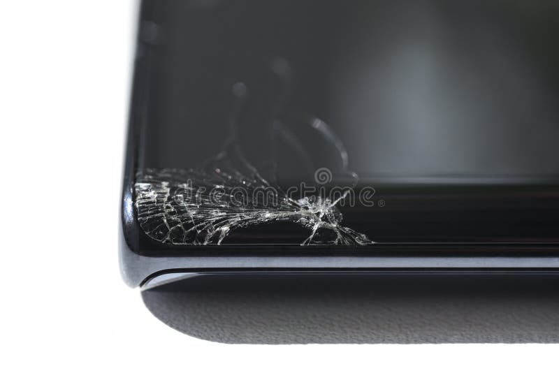 Broken Corner of a Smartphone Curved Screen Stock Photo - Image of ...