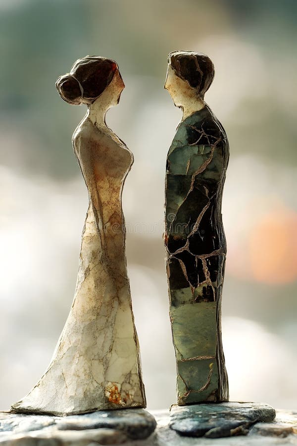 Broken Couple Symbolizing Divorce and Separation Stock Illustration ...