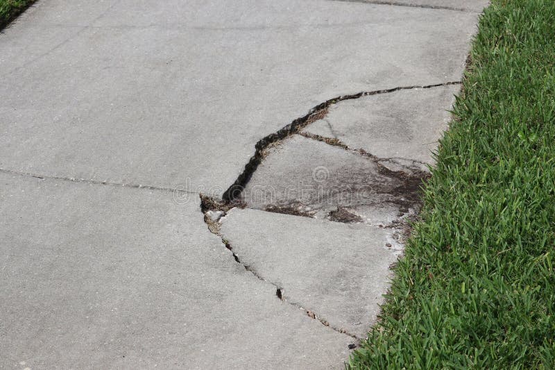 Broken and Cracked Sidewalk Stock Image - Image of concrete, hazard ...