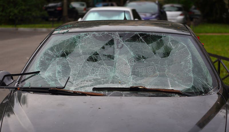 Broken Cracked Windscreen of a Car Stock Image - Image of wreck, city ...