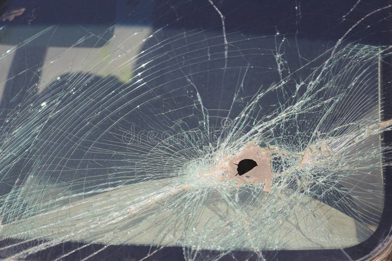 Broken Cracked Windscreen of a Car Stock Photo - Image of crushed ...