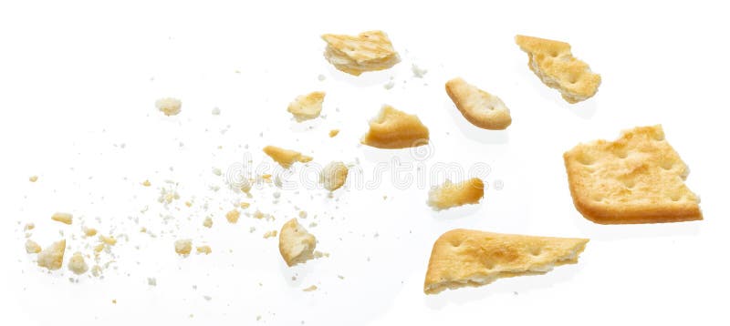 Broken Cracker Isolated on White Background, Top View Stock Image ...