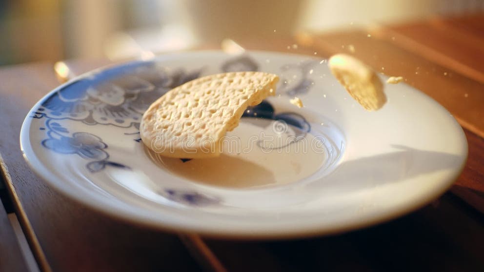 Broken Cracker on Porcelain Plate Stock Image - Image of cheese ...