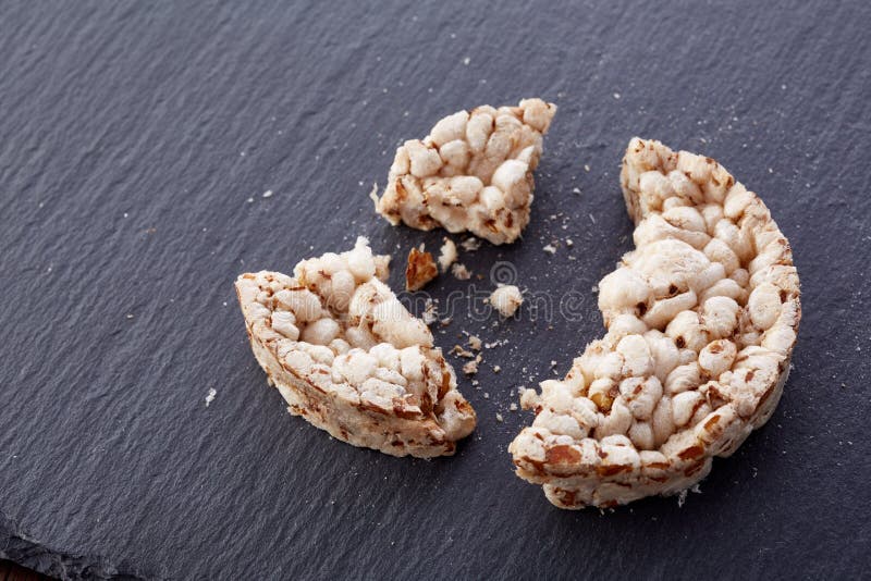 Broken Crispbread on Stone Plate. Dark Background. Copyspace for Text ...