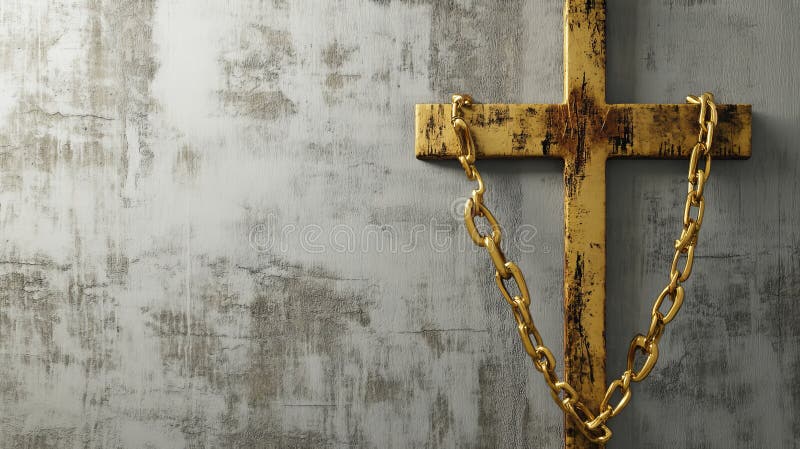 A Broken Cross with a Golden Chain Symbolizing Freedom of Belief in a ...