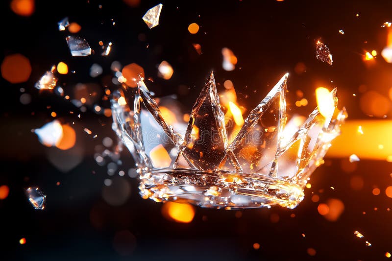 A Broken Crown Suspended in Motion, Surrounded by Sparkling Shards and ...