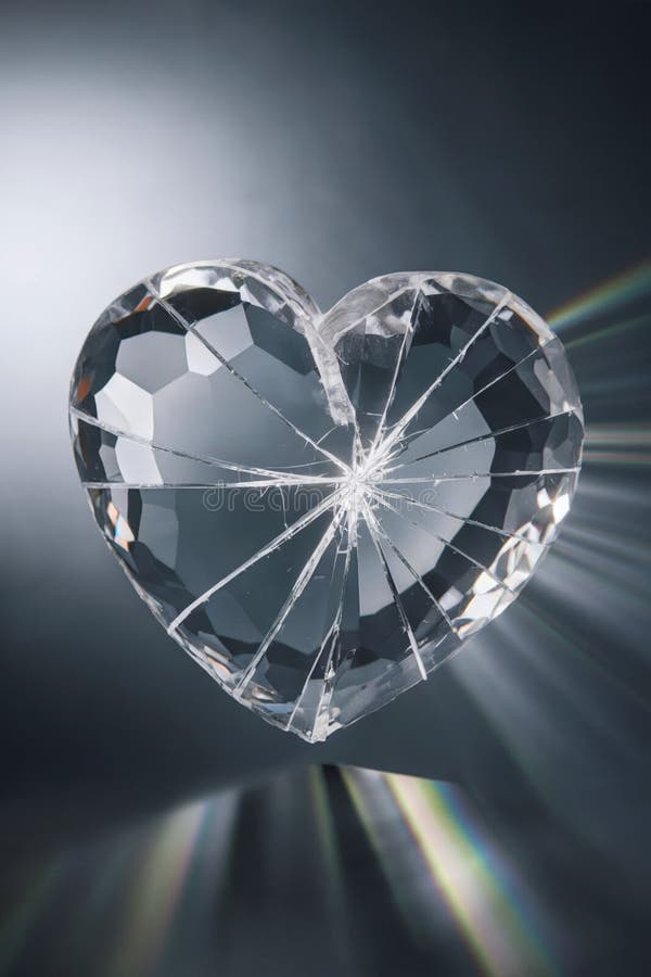 Broken Crystal Heart, Symbolizing Love and Heartbreak in a Dramatic ...