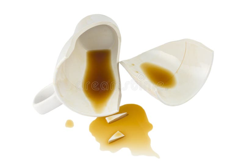 Broken cup of coffee stock image. Image of mishap, isolated - 37636341