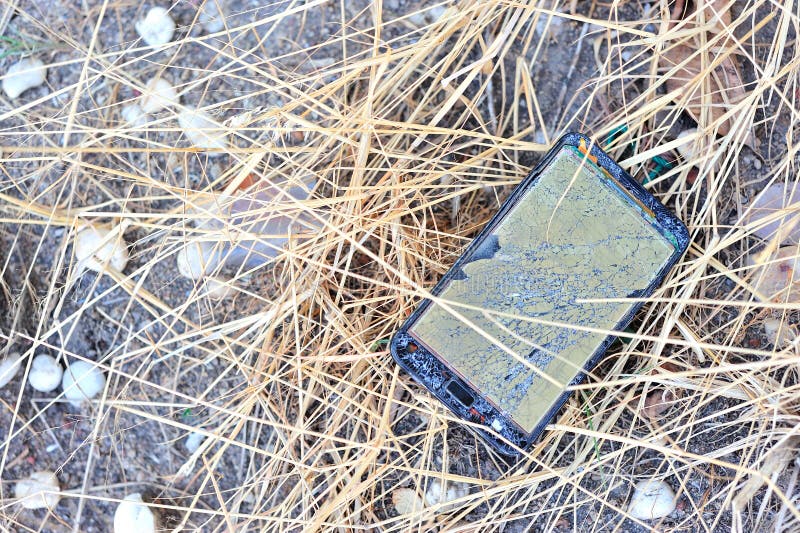 Broken Damage Mobile in Sun Light Stock Image - Image of communication ...