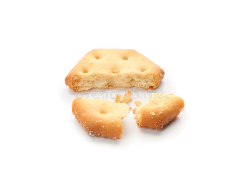 Broken Delicious Crispy Cracker Isolated on White Stock Photo - Image ...