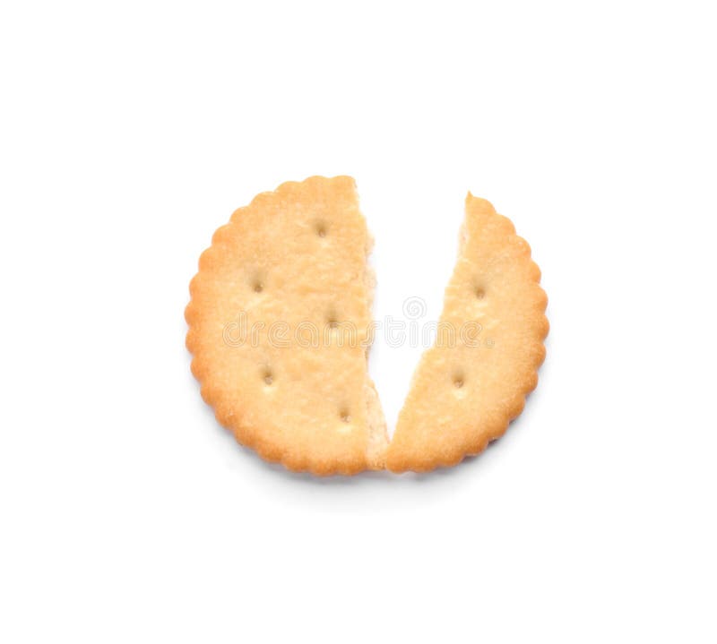 Broken Delicious Crispy Cracker Isolated on White, Top View Stock Photo ...