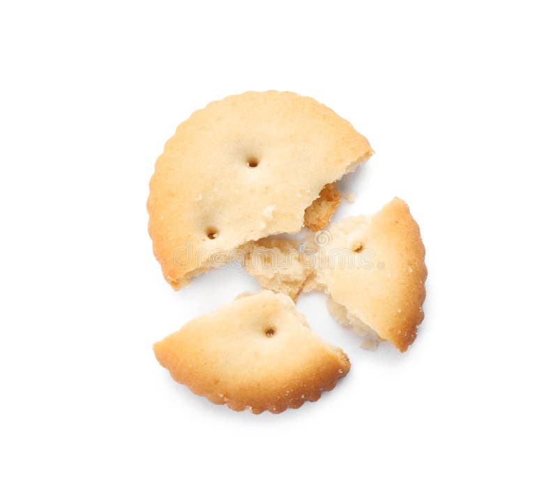 Broken Delicious Crispy Cracker Isolated on White, Top View Stock Image ...