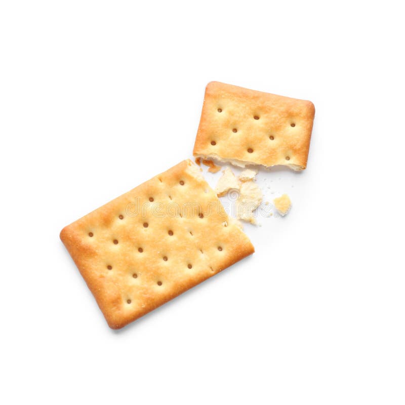 Broken Delicious Crispy Cracker Isolated on White, Top View Stock Photo ...
