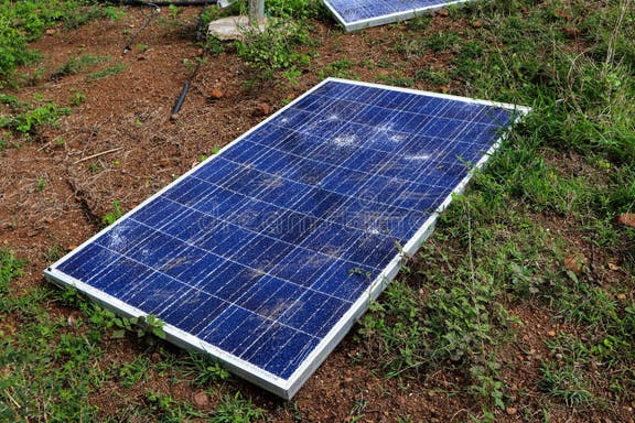 Broken Destroyed Cracked Hole in Solar Panel or Broken Destroyed ...