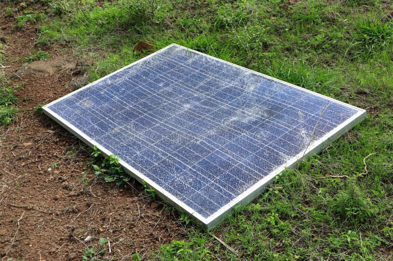 Broken Destroyed Cracked Hole in Solar Panel or Broken Destroyed ...