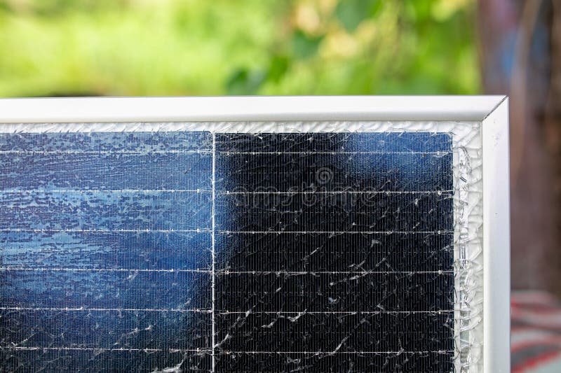 Broken and Destroyed Solar Panel. Stock Image - Image of floor, window ...