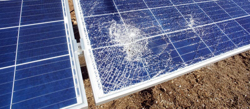 Broken Destroyed Solar Panel Stock Photo - Image of break, ecology ...