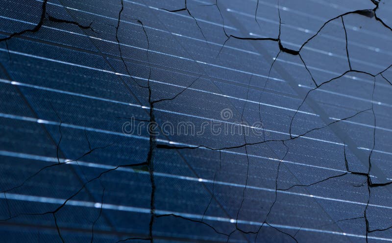 Broken Destroyed Solar Panel, Cracked - Macro. Stock Image - Image of ...